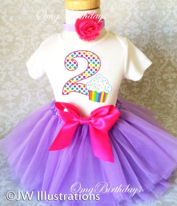 Birthday Rainbow Polka Dot Cupcake Lavender Pink Sweet 2 2nd - Etsy