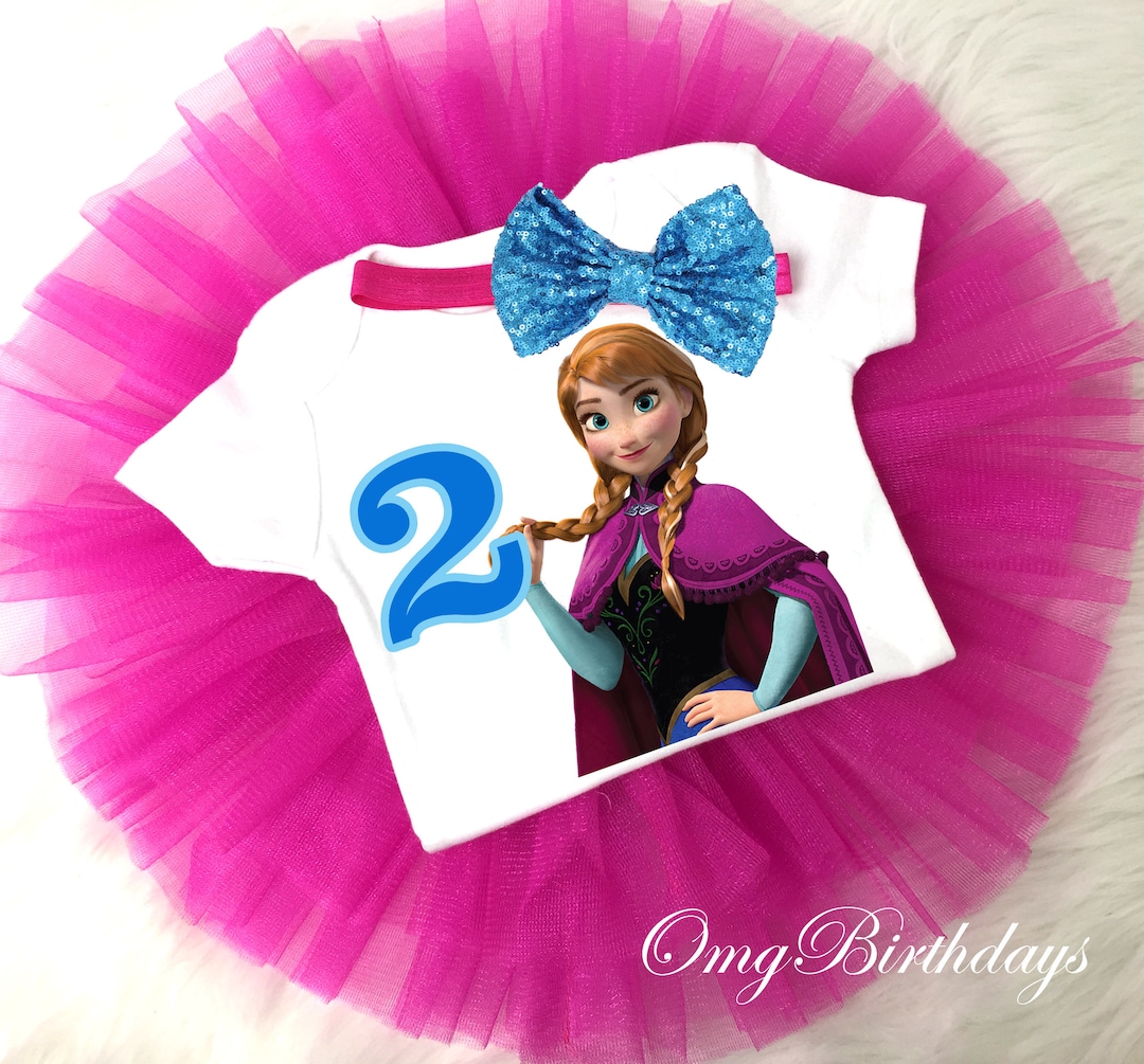 Anna Frozen Princess Pink Blue Sequins Bow Tutu Shirt Tee Set - Etsy
