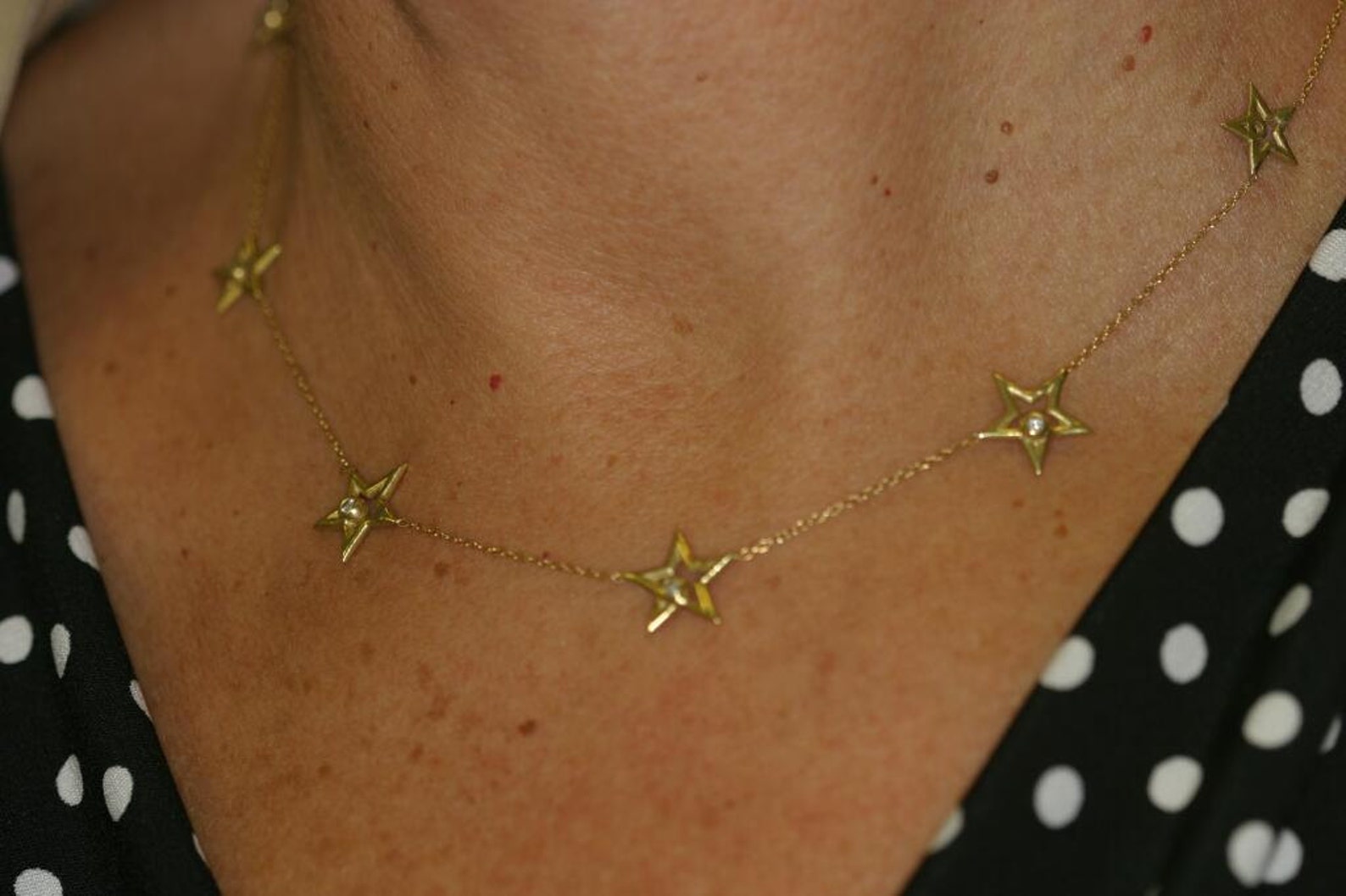 Chain of Stars Necklace 14k, Sterling Silver - Etsy