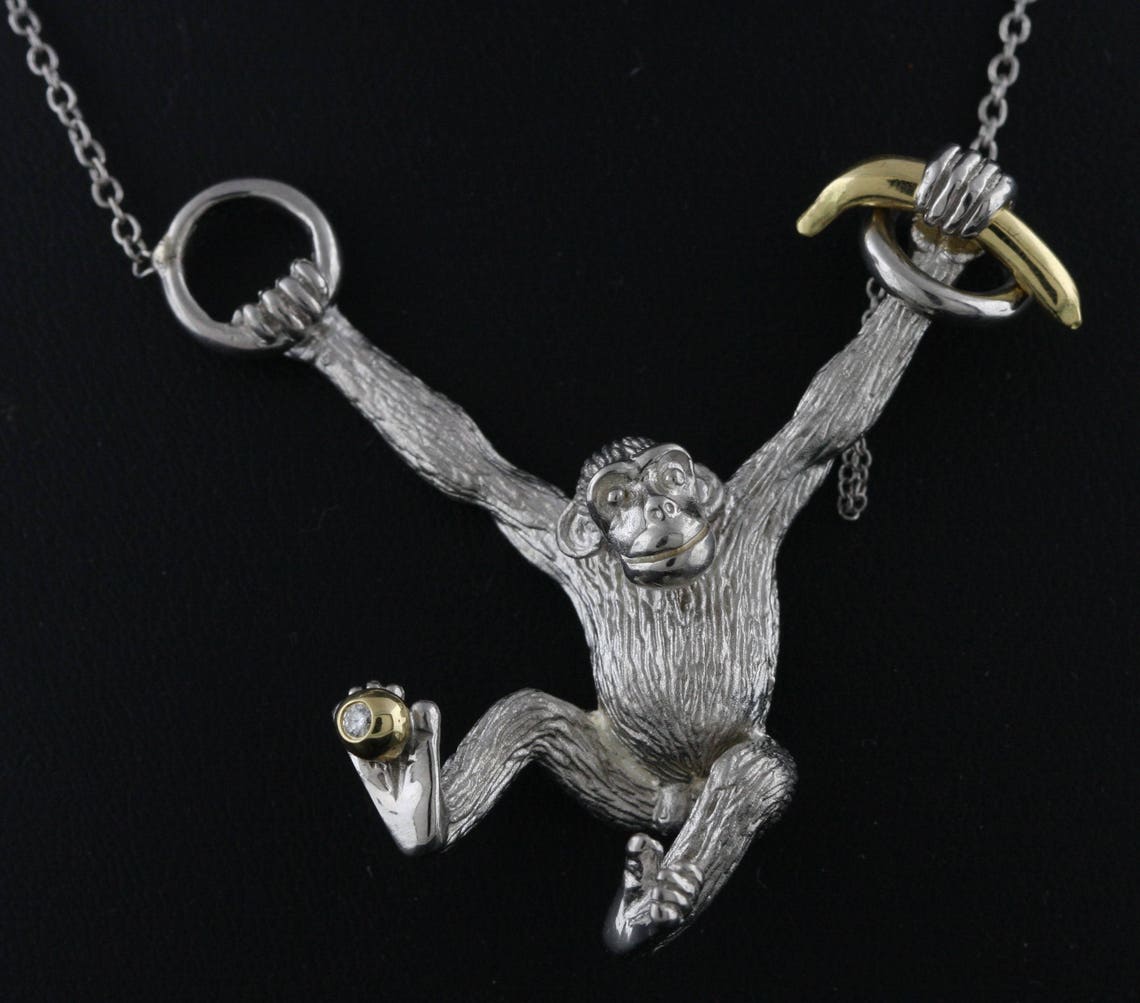 Drop the Banana Chimp Necklace Inspirational Jewelry Let It - Etsy