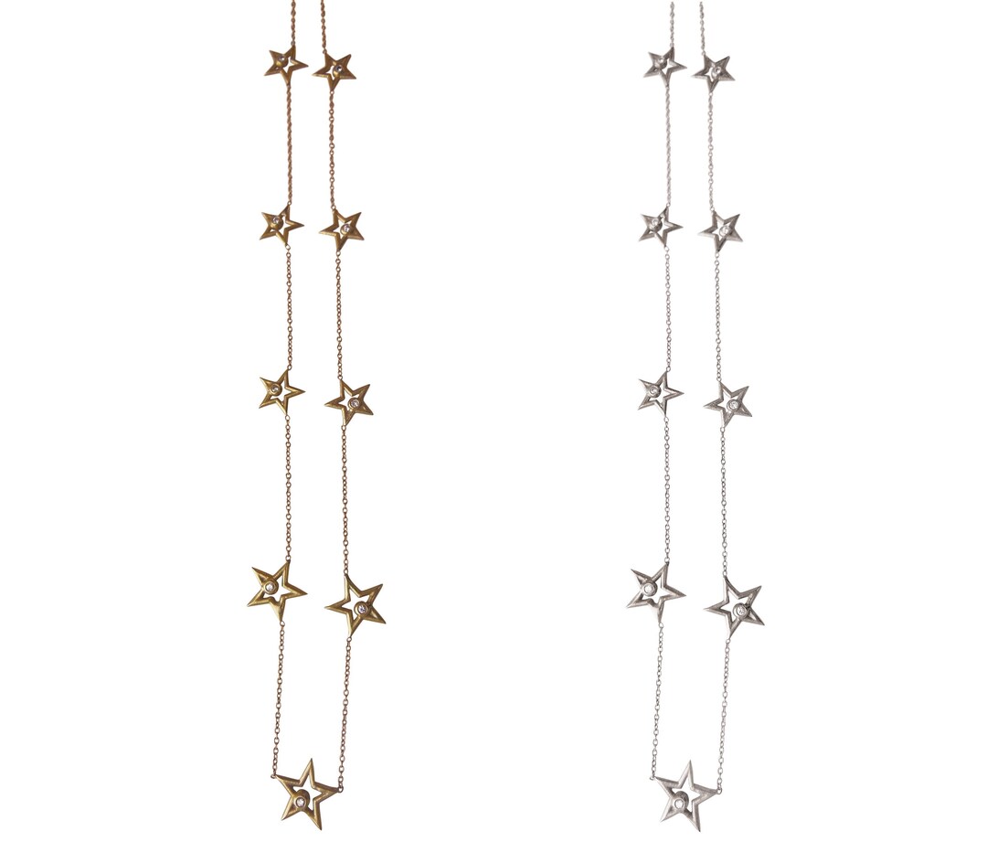 Chain of Stars Necklace- Reach for the Stars. Diamonds 18K Gold, 14K ...
