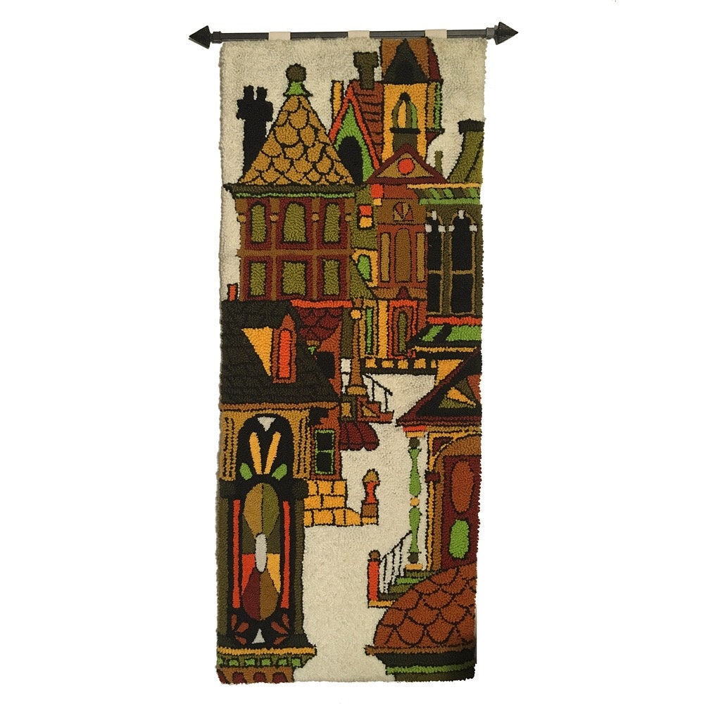 Mid Century Modern Vintage Hand Hooked Tapestry Evelyn Ackerman ...