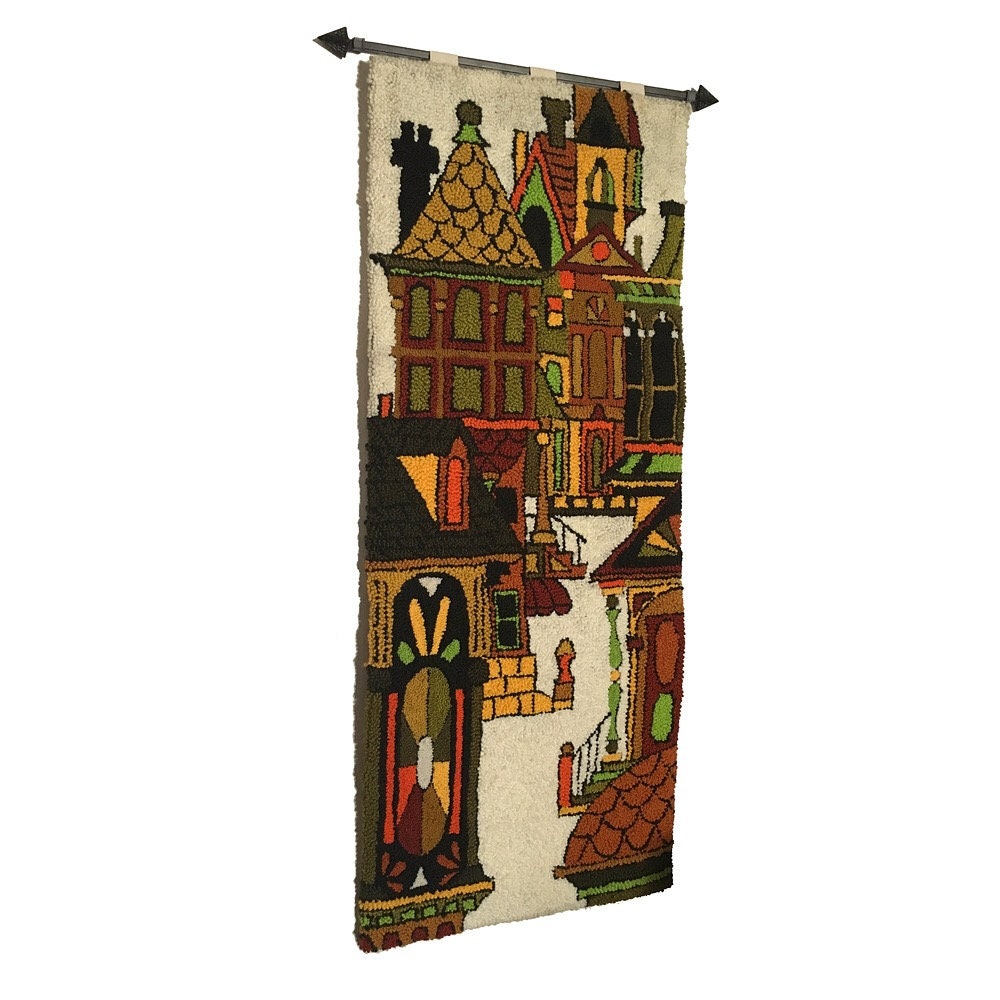 Mid Century Modern Vintage Hand Hooked Tapestry Evelyn Ackerman ...