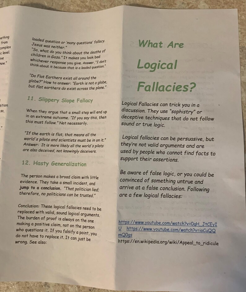 What Are Logical Fallacies? Brochure - Etsy