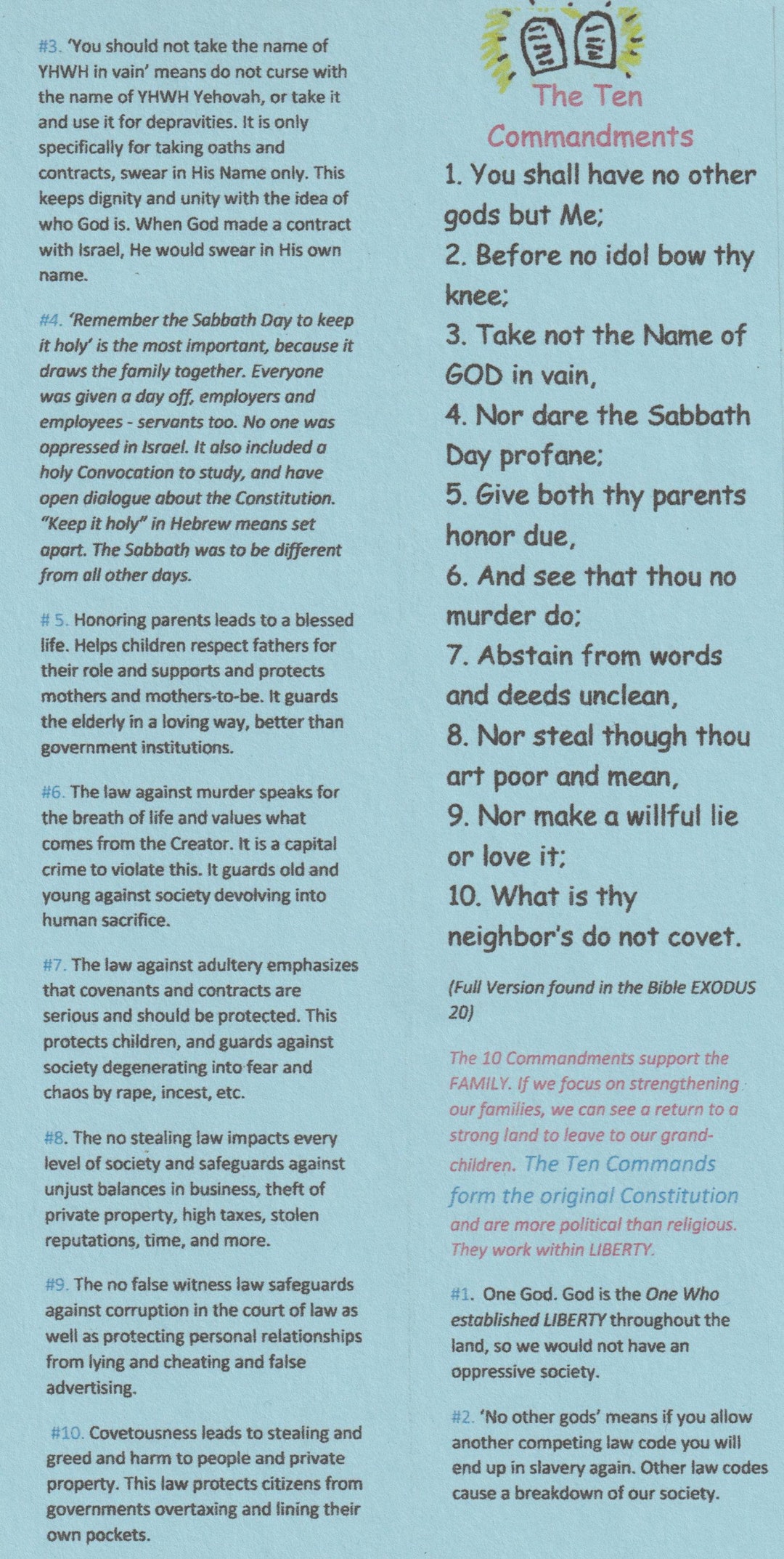 Ten Commandments Bookmark - Etsy