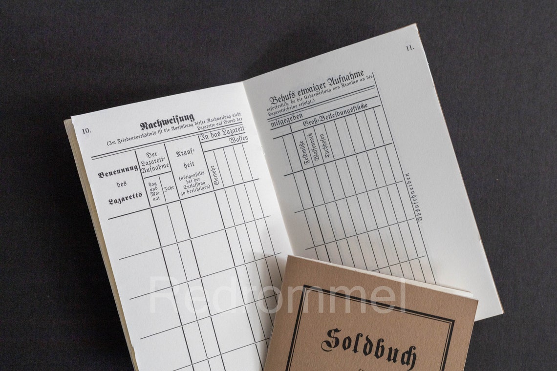 WW1 German Soldbuch Reproduction - Etsy