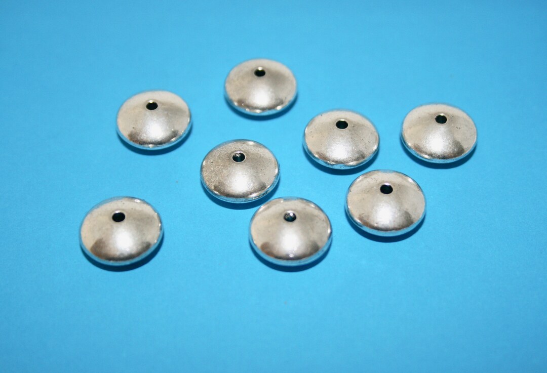 Pewter Round Saucer Disc 12 Beads (7 X 11 Mm) - Etsy