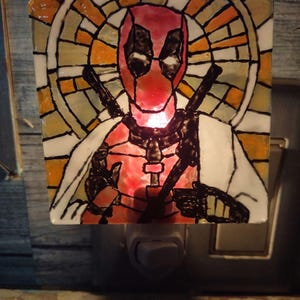 Deadpool Marvel Jesus Stained Glass Night Light - Etsy
