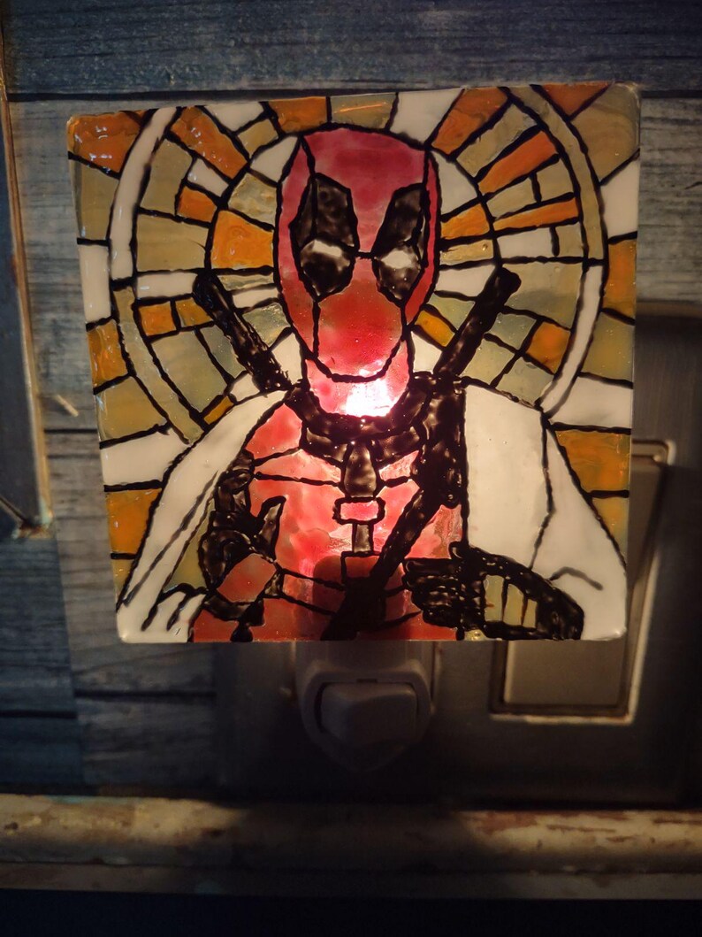 Deadpool Marvel Jesus Stained Glass Night Light - Etsy