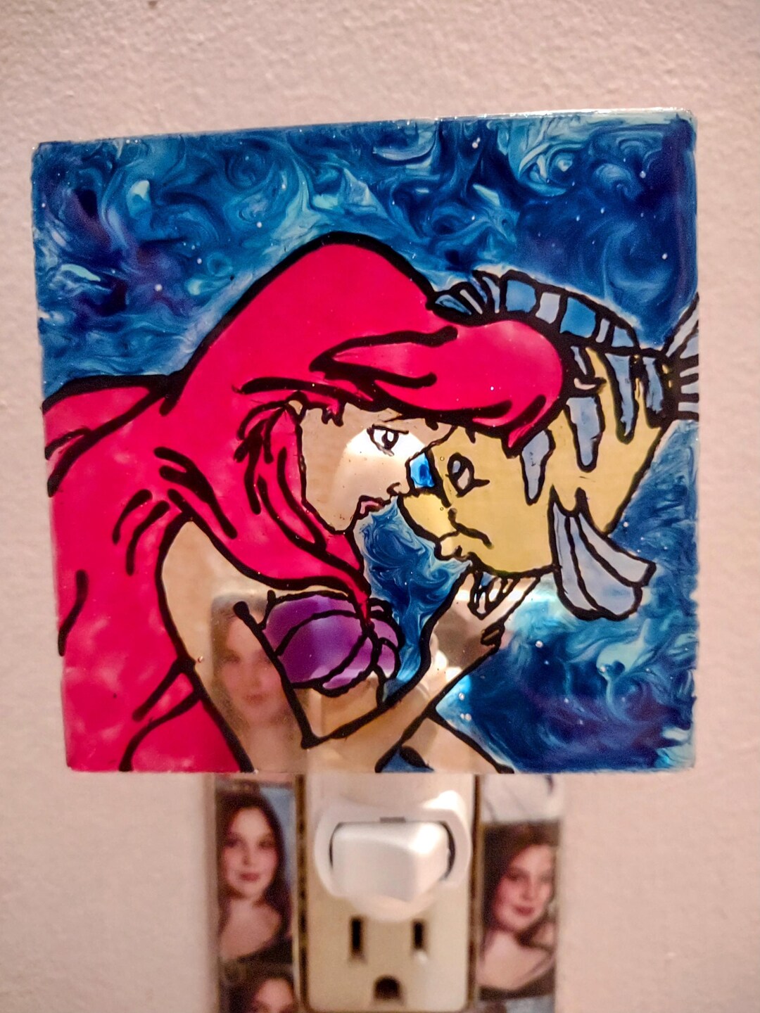 Ariel & Flounder Hand Painted Night Light - Etsy