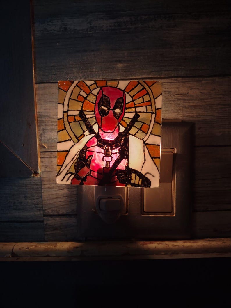 Deadpool Marvel Jesus Stained Glass Night Light - Etsy