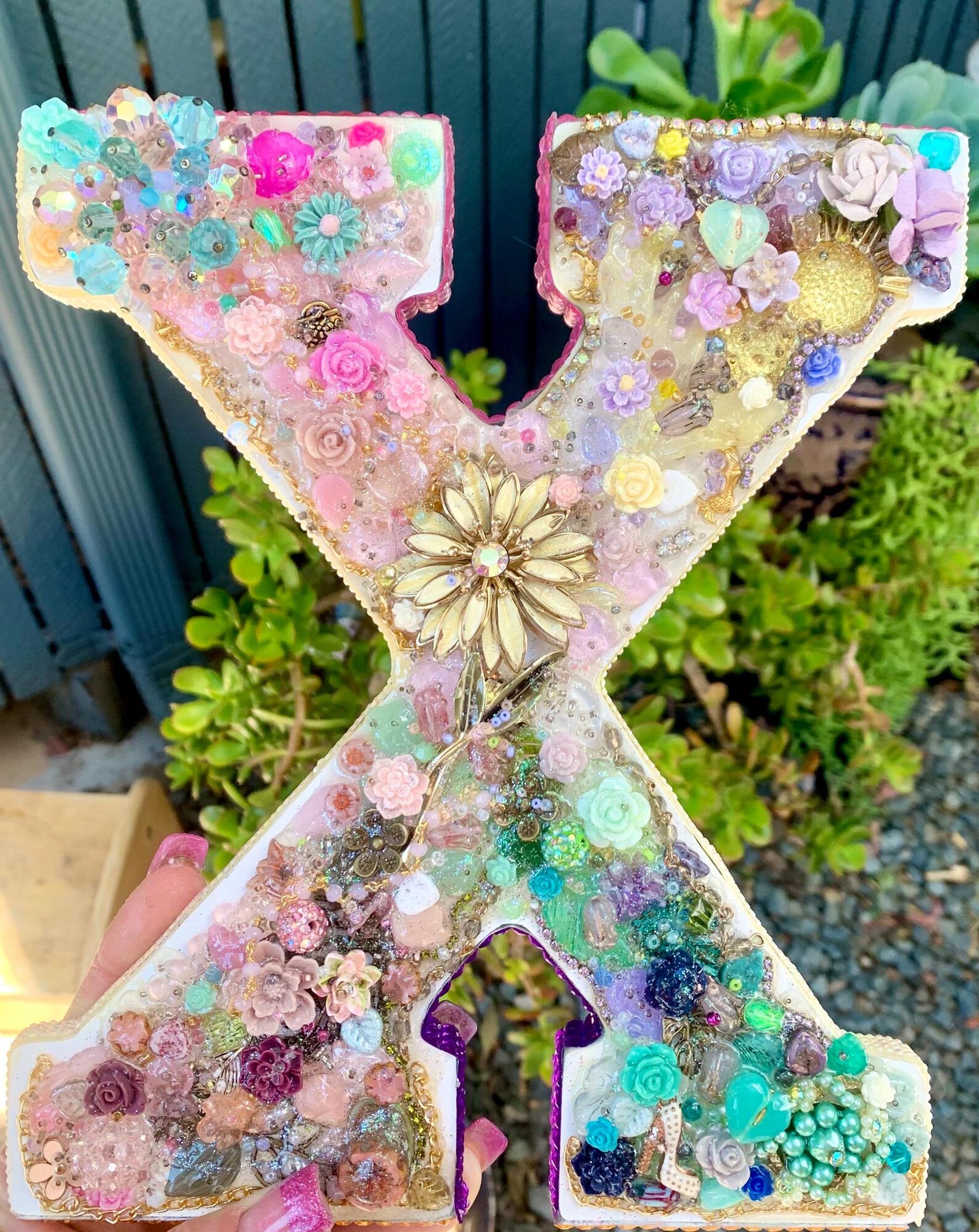Jeweled Letter X Decor – Vintage Jewelry Embellished Wood Art - Etsy