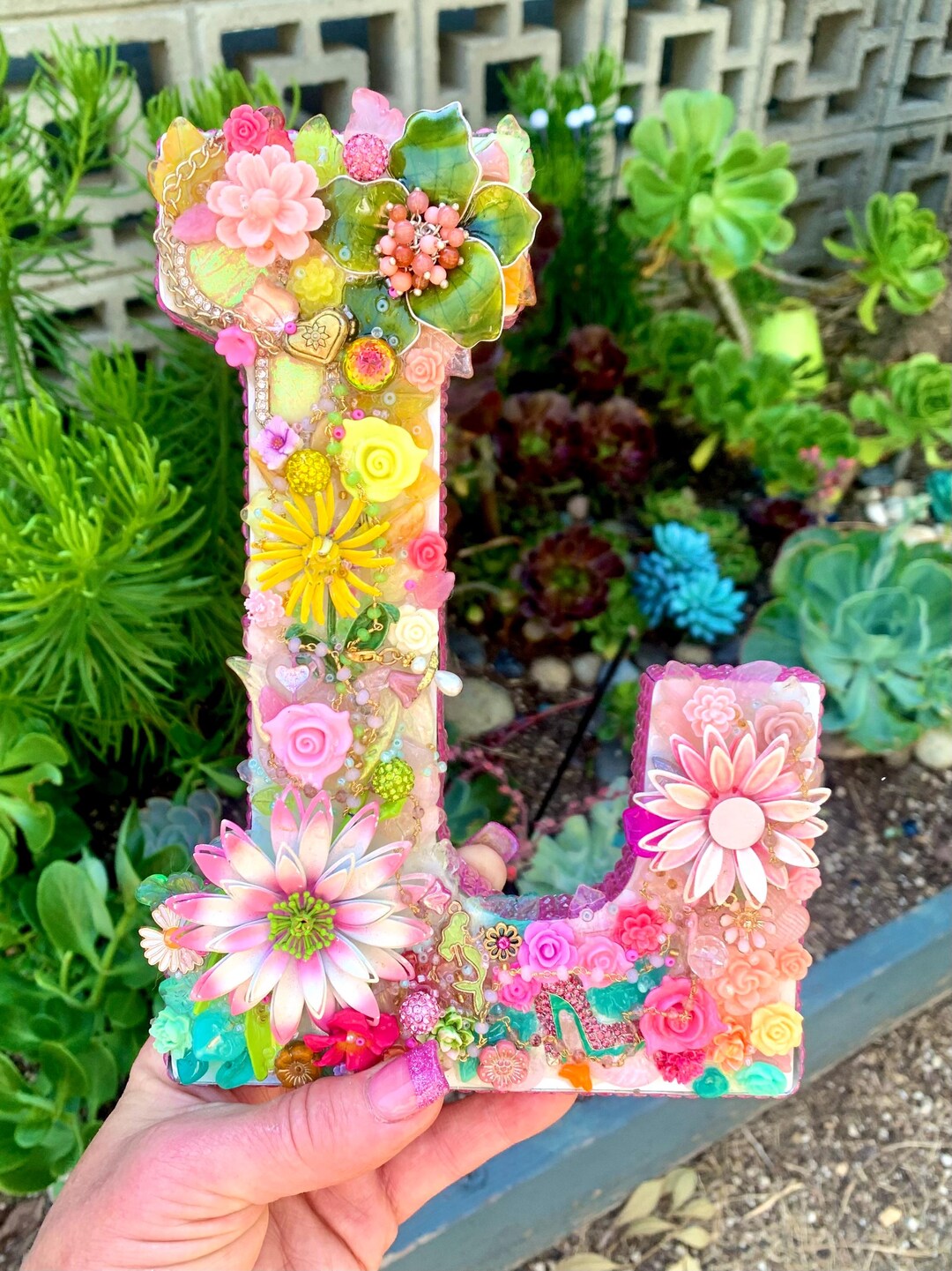 Decorative Letter L, Nursery Room Bling, Floral Initials, Bridal Baby ...