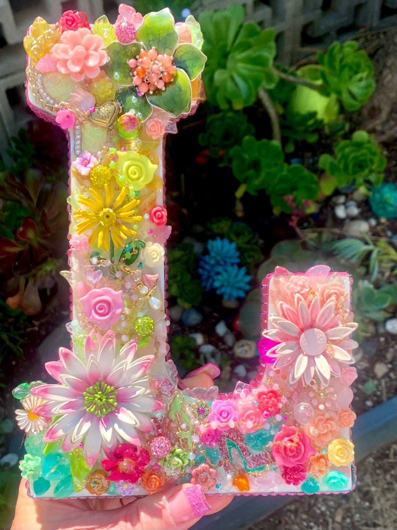 Decorative Letter L, Nursery Room Bling, Floral Initials, Bridal Baby ...