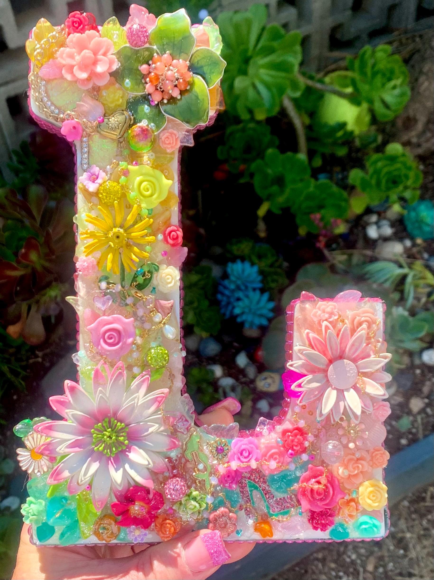 Decorative Letter L, Nursery Room Bling, Floral Initials, Bridal Baby ...