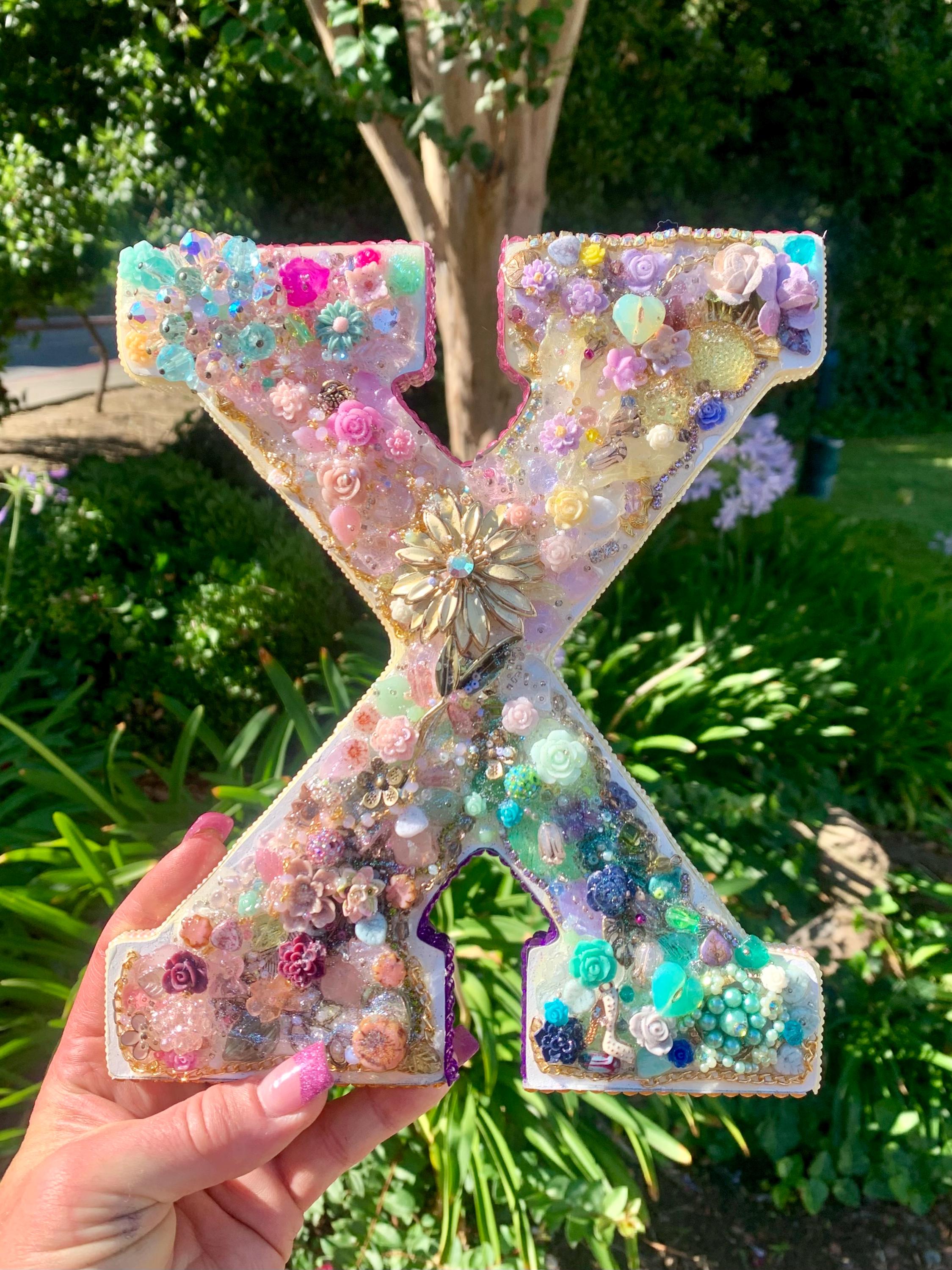 Jeweled Letter X Decor – Vintage Jewelry Embellished Wood Art - Etsy