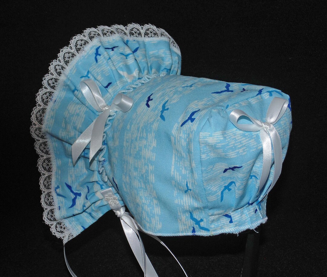 New Handmade Blue With Seagulls Beach Bonnet - Etsy