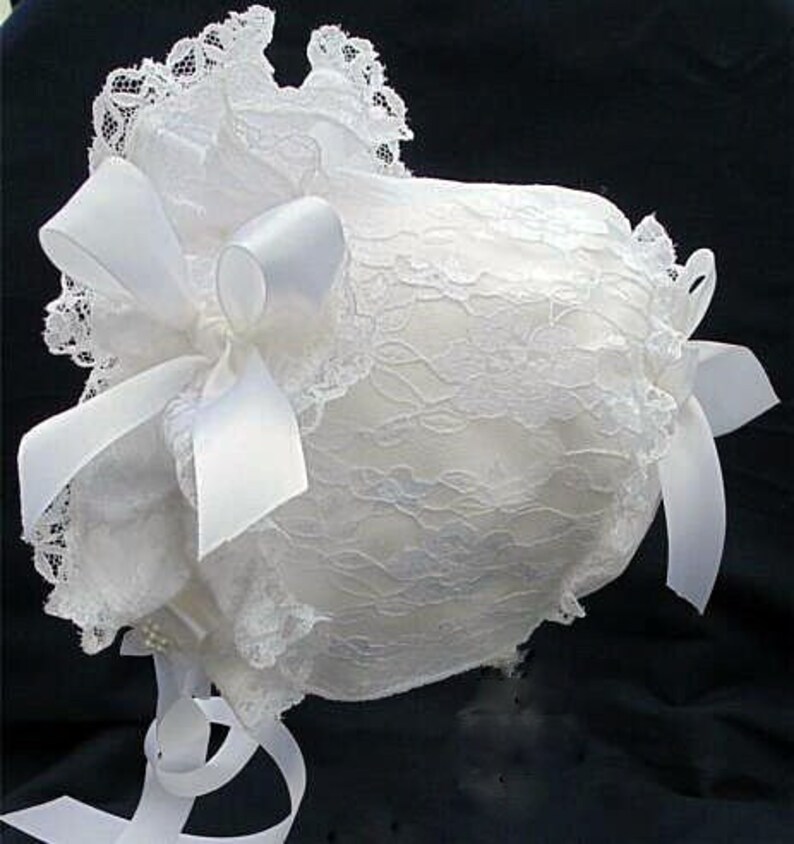 White Cotton With Lace Overlay Double Lace Front Baby Bonnet - Etsy
