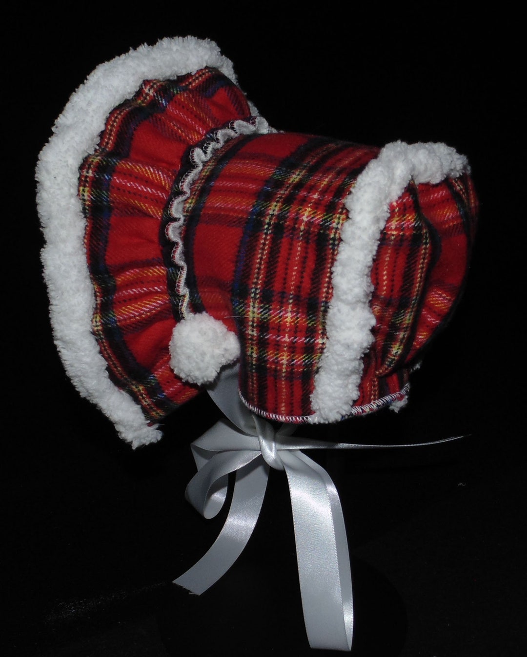 New Handmade Christmas Flannel Plaid With Sherpa Lining Baby Bonnet - Etsy