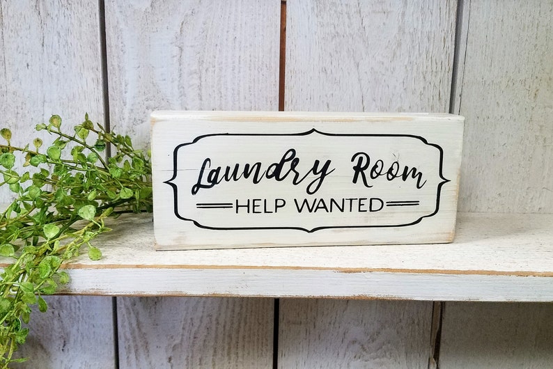 Laundry Room Help Wanted Rustic Wood Farmhouse Sign Shelf - Etsy
