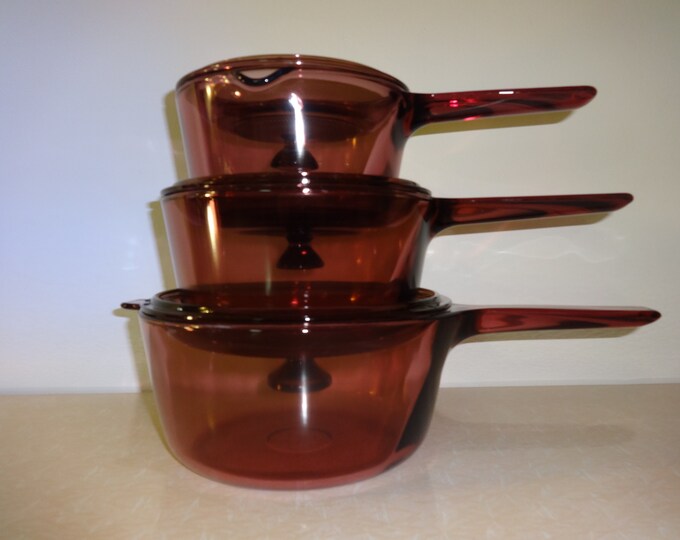 Visions Cranberry Saucepans 6 Piece Set Pyrex/corningware - Etsy