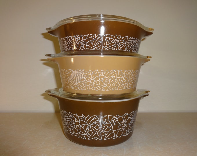 Pyrex Woodland Casserole 471 472 473 With Lids - Etsy