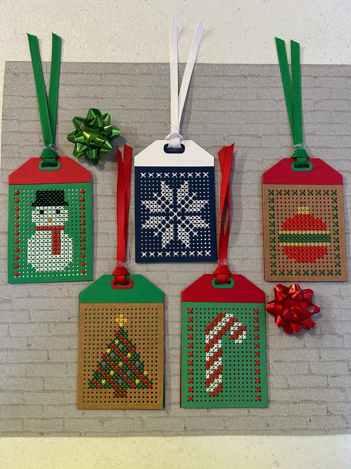 Cross Stitch Gift Tags, Christmas Wrapping Labels, Crafty Holiday ...