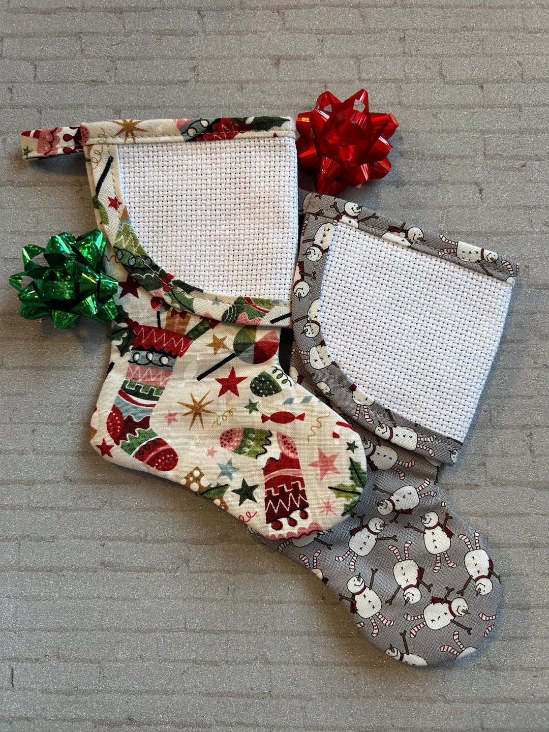 Mini Cross Stitch Christmas Stockings, Holiday Tree Ornament, Charles ...