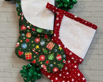 Cross Stitch Mini Stocking Ornament, Holiday Tree Decoration ...