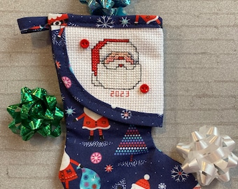 Mini Cross Stitch Christmas Stockings, Holiday Tree Ornament, Charles ...