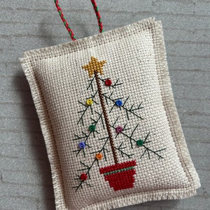 Cross Stitch Button Tree Ornament, Crafty Christmas Decoration, Folk ...
