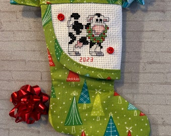 Mini Cross Stitch Christmas Stockings, Holiday Tree Ornament, Charles ...