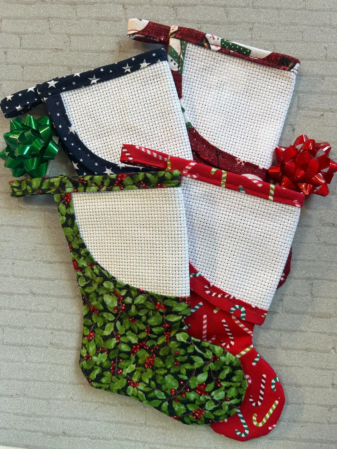 Unfinished Cross Stitch Mini Stockings, Christmas Tree Decorations ...