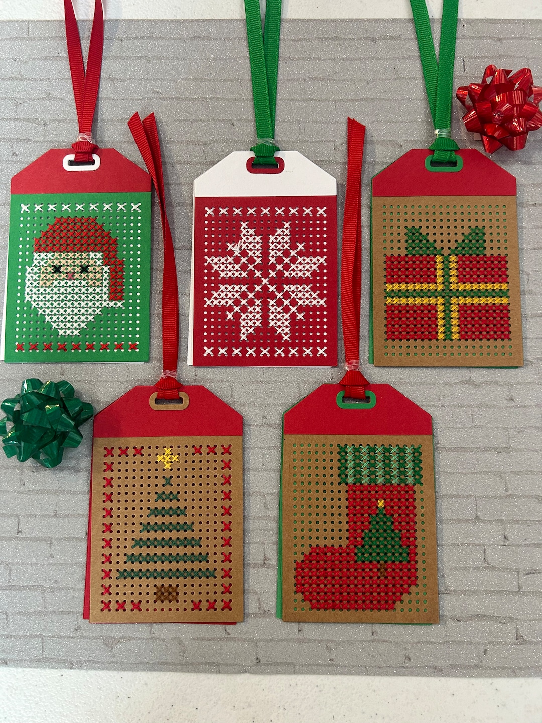 Cross Stitch Gift Tags, Christmas Wrapping Labels, Crafty Holiday ...