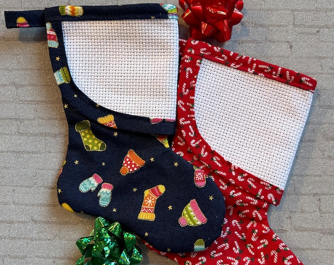 Mini Cross Stitch Christmas Stockings, Holiday Tree Ornament, Charles ...