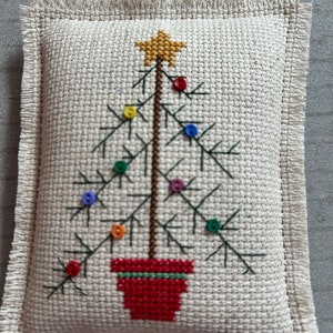 Cross Stitch Button Tree Ornament, Crafty Christmas Decoration, Folk ...