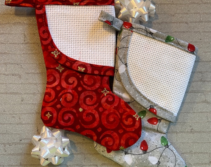 Mini Cross Stitch Christmas Stockings, Holiday Tree Ornament, Charles ...