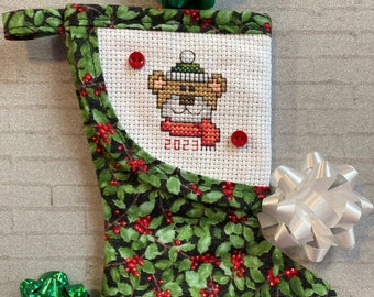 Mini Cross Stitch Christmas Stockings, Holiday Tree Ornament, Charles ...