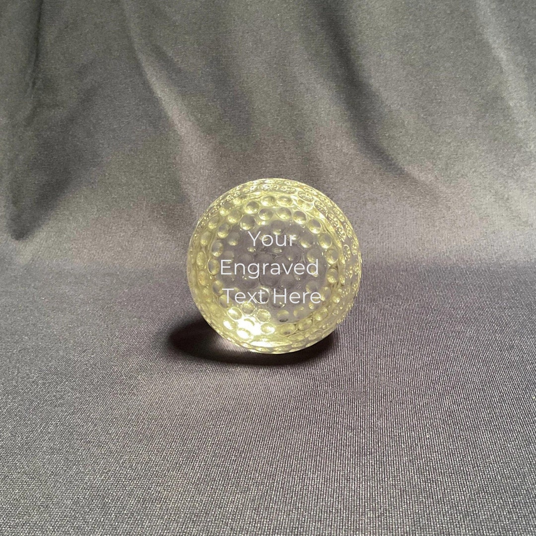 Custom Engraved Crystal Golf Ball Paperweight Elegant Gift for Golf Dad ...