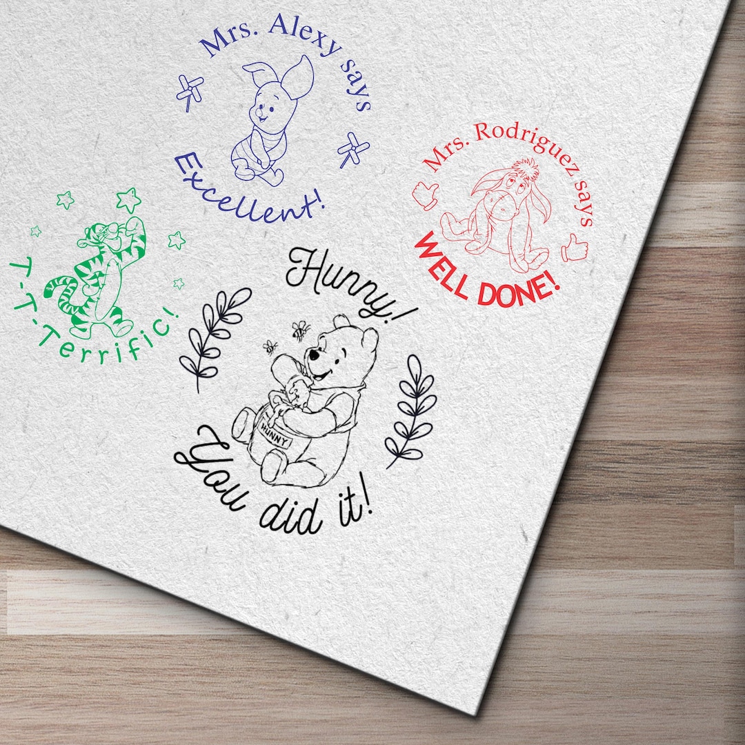 Winnie the Pooh Character Stamp: Teacher Puns Stamp for Students - Etsy