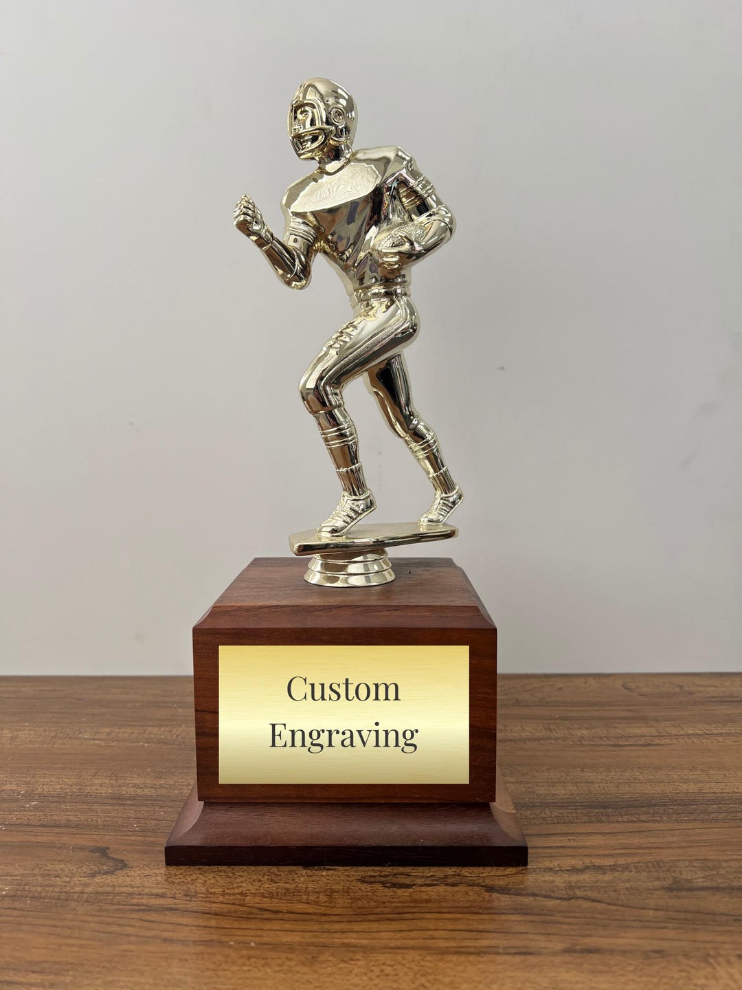 Custom Engraved 12" Football MVP Trophy With Solid Wood Base - Perfect ...