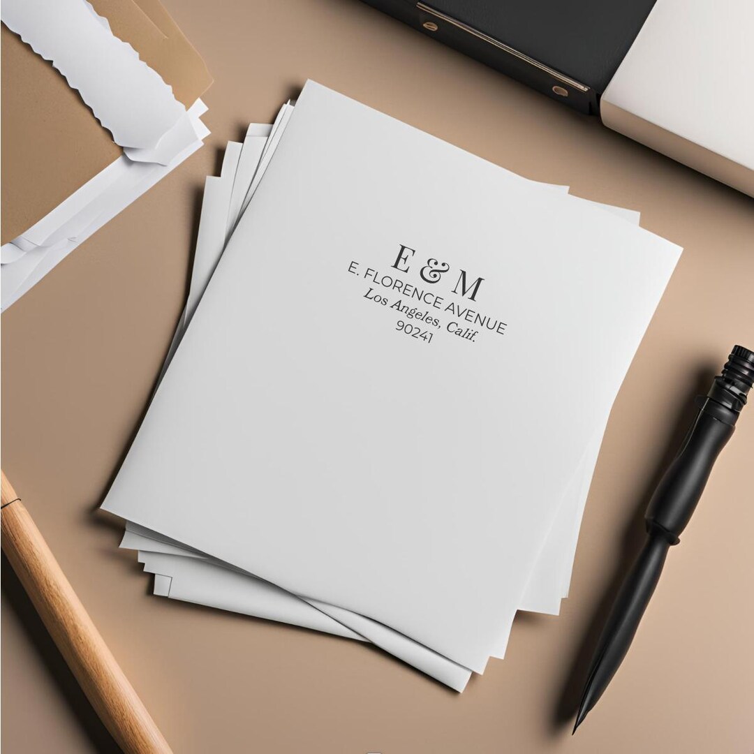 Custom Wedding Monogram Address Stamp - Personalized Name & Address ...