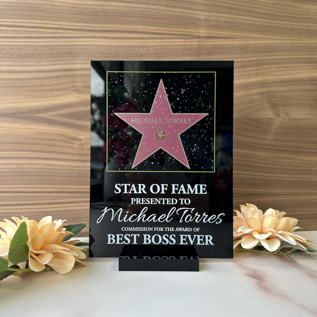 Personalized Hollywood Star Acrylic Plaque, Star of Frame Keepsake ...