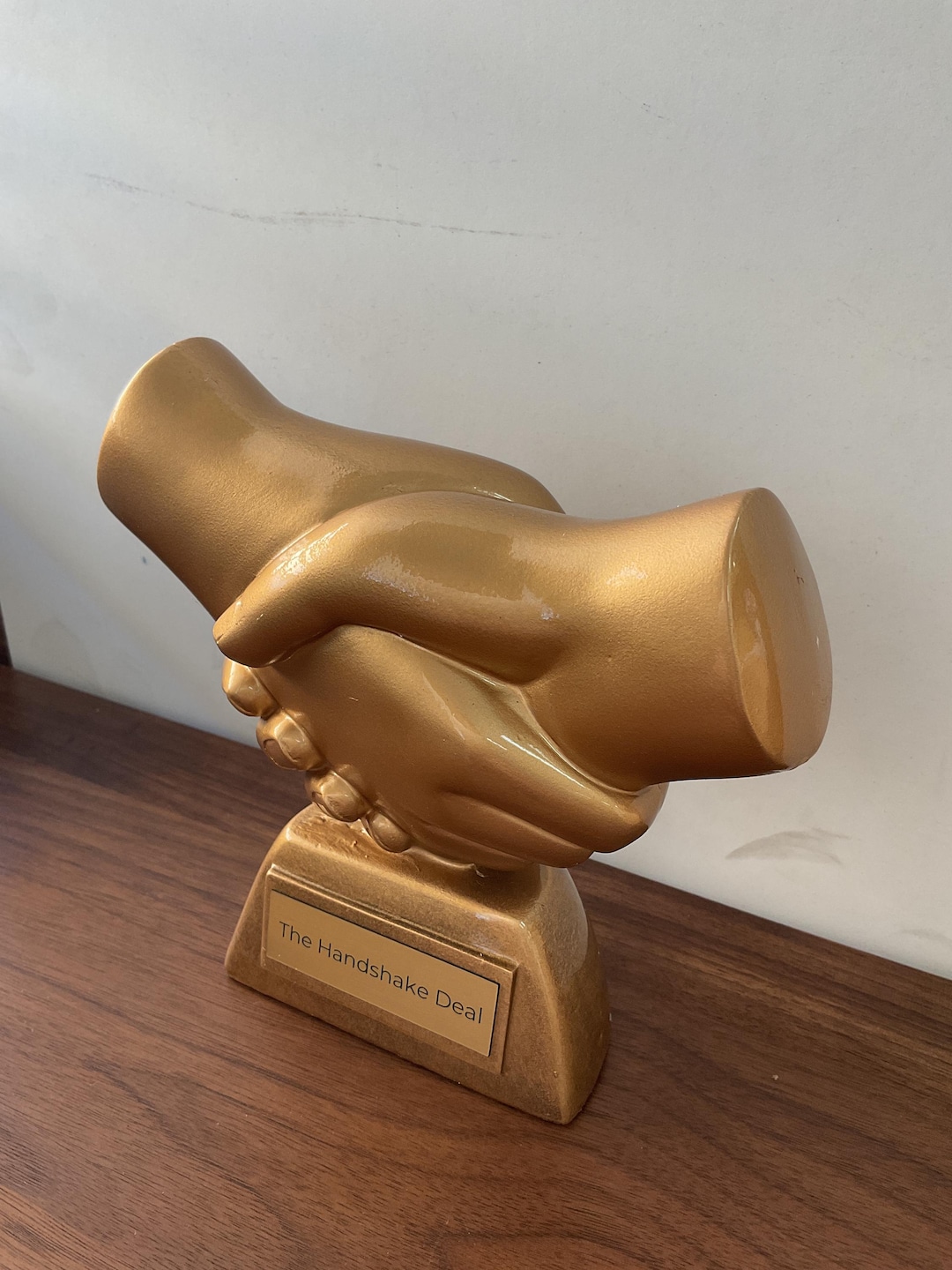 Golden Handshake Trophy - Custom Engraved Award for Business ...
