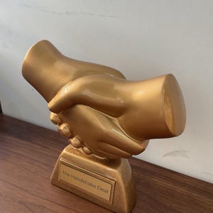 Golden Handshake Trophy - Custom Engraved Award for Business ...