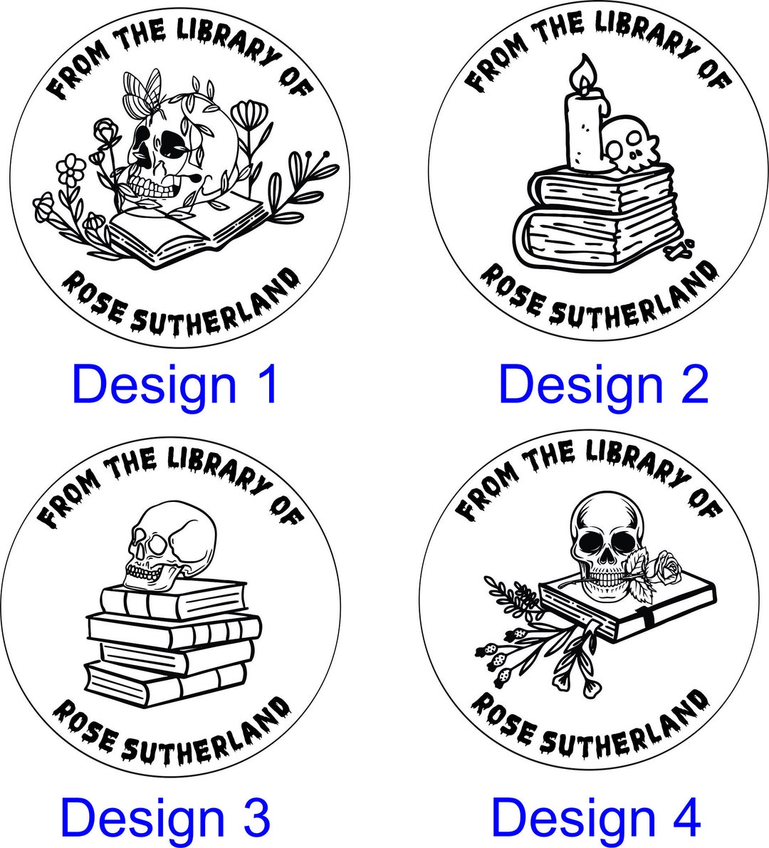 Skull Library Stamp, Spooky Book Stamp, Library Stamp, Home Library ...