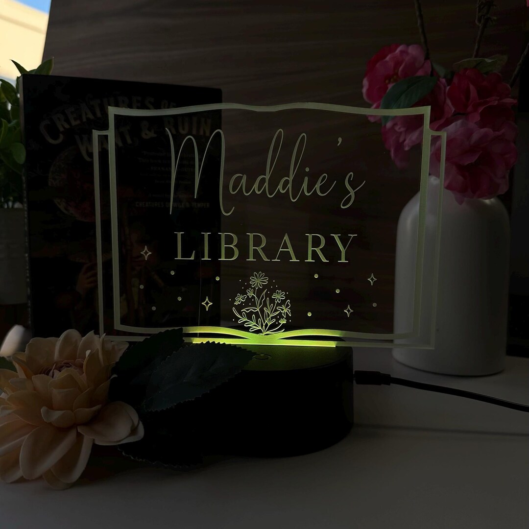 Personalized Library LED Sign, Library Decor,bookshelf Decor,book Lover ...
