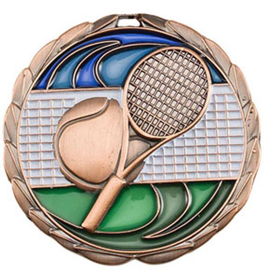 Custom Engraved Tennis Medal With Color Epoxy Finish & Neckband ...