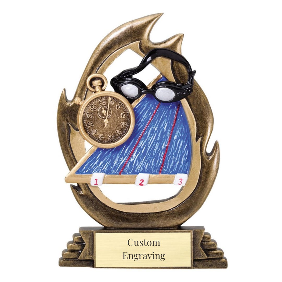 Swim Meet Resin Trophy - Custom Engraving - Unique Swimmer Award ...