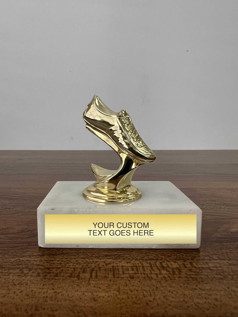 Custom Engraved Gold Running Shoe Trophy - Marathon Award on Marble ...